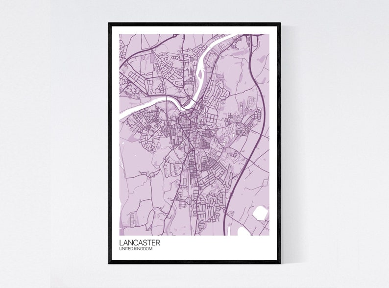 Lancaster United Kingdom Map Print Many Colours Fast - Etsy