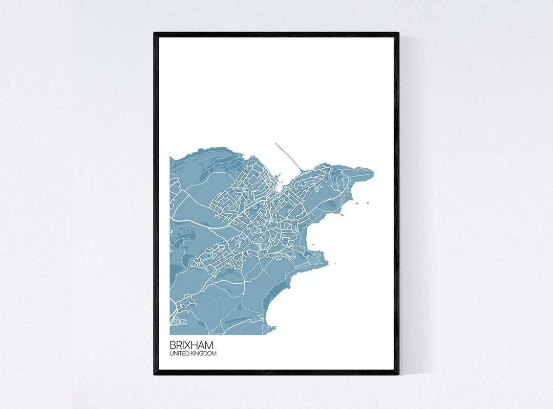 Brixham, United Kingdom Map Art Print - Many Colours - 350gsm Art ...