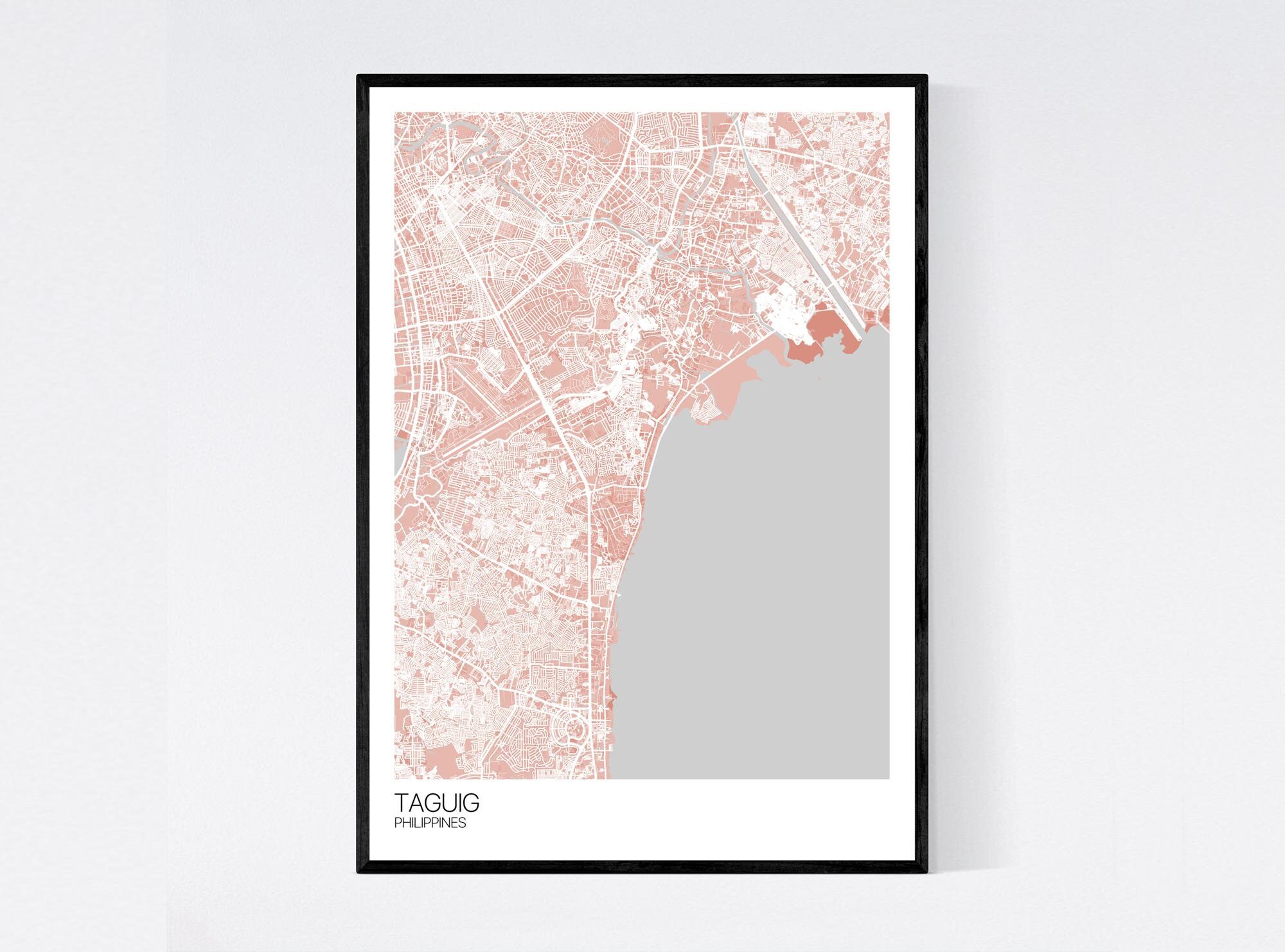 Taguig Philippines Map Art Print Many Styles Art Quality | Etsy