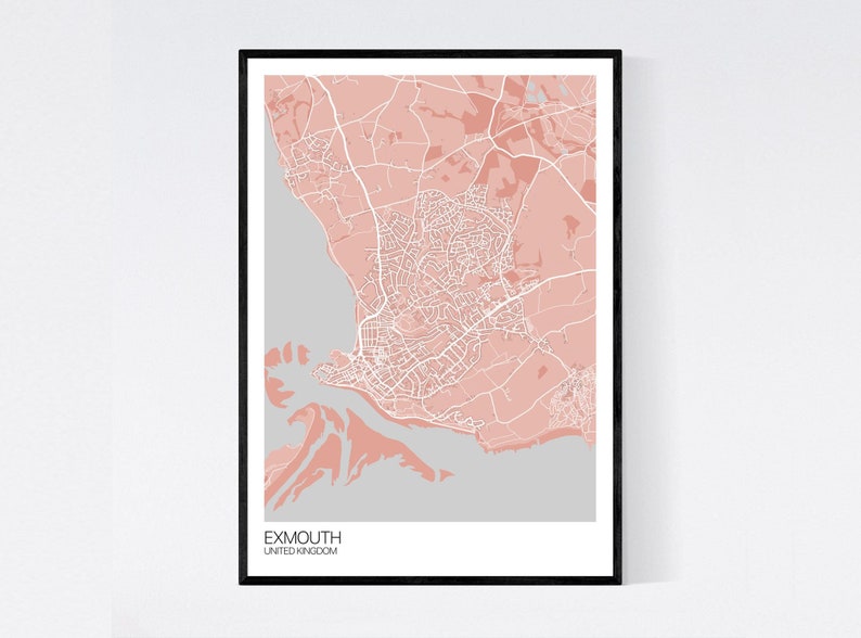 Exmouth United Kingdom Map Art Print Many Colours 350gsm - Etsy