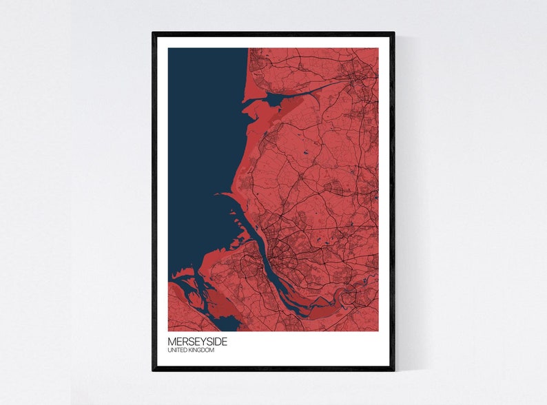 Merseyside England Map Art Print Many Styles 350gsm Art - Etsy