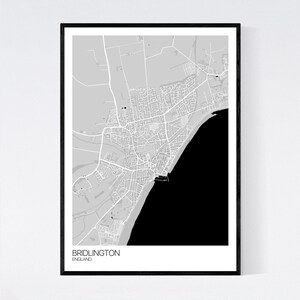 Bridlington, England Map Art Print Many Colours 350gsm Art Quality ...