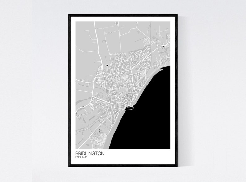 Bridlington England Map Art Print Many Colours 350gsm Art - Etsy