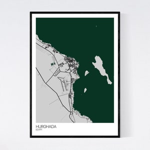 Hurghada, Egypt Map Art Print Many Styles Art Quality Paper Fast ...
