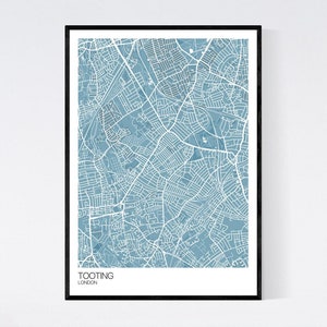 Tooting, London Map Art Print Many Colours 350gsm Art Quality Paper ...