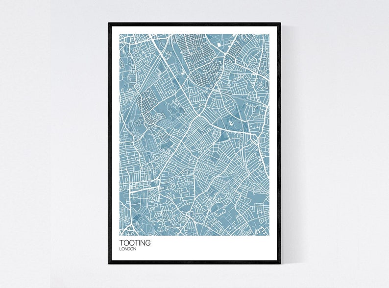 Tooting London Map Art Print Many Colours 350gsm Art - Etsy UK