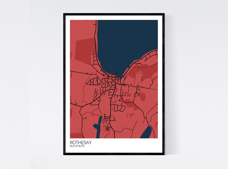Rothesay Isle of Bute Map Art Print Many Colours 350gsm - Etsy
