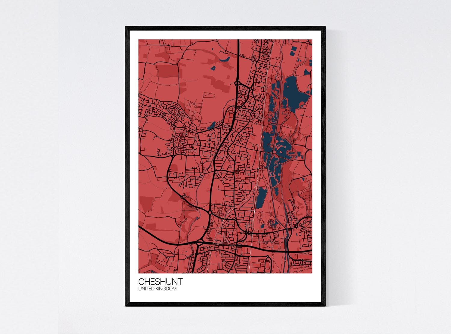 Cheshunt United Kingdom Map Print Many Colours Fast | Etsy
