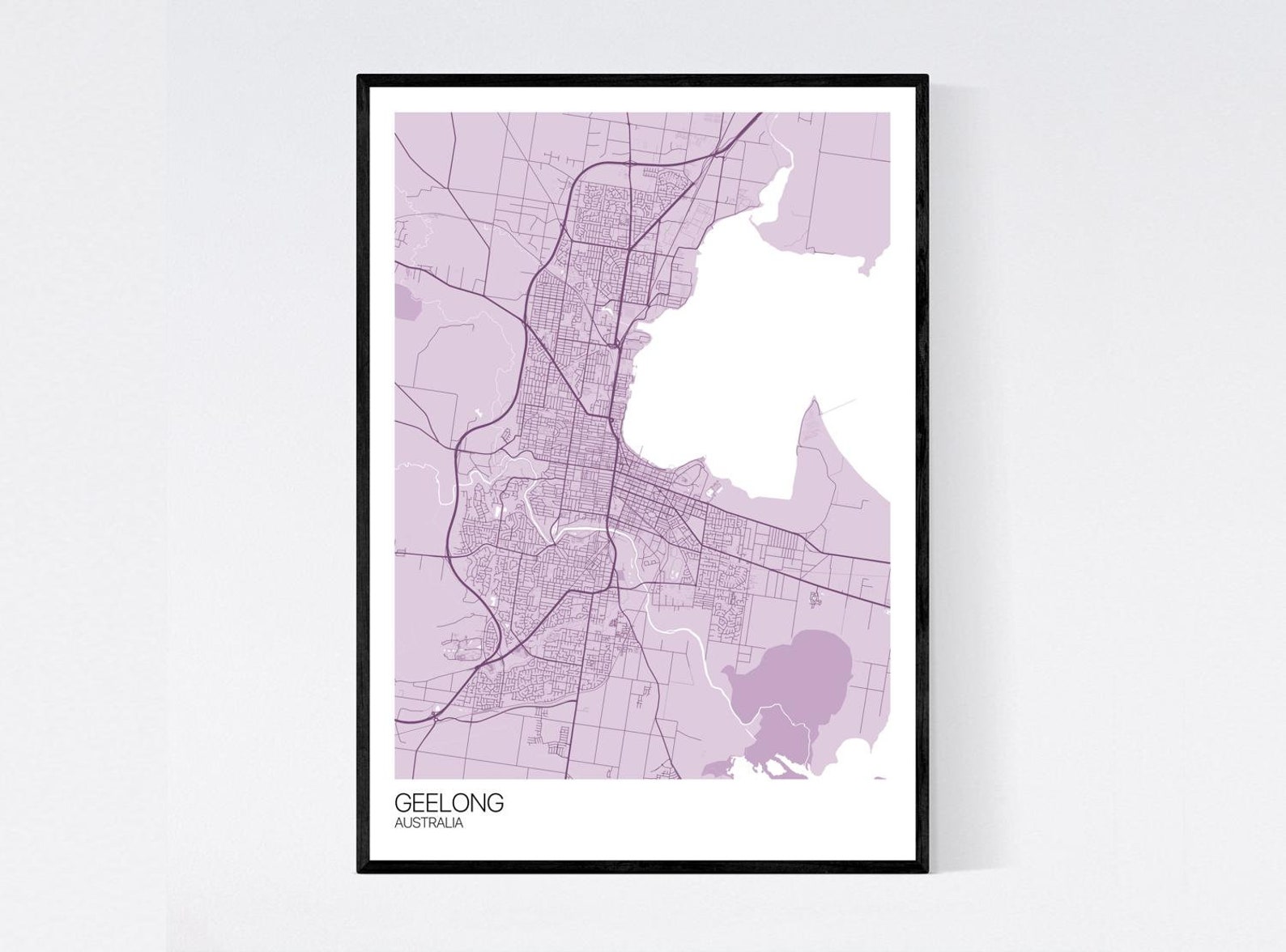 Geelong Map Print Many Colours Fast Delivery Scandi // - Etsy UK
