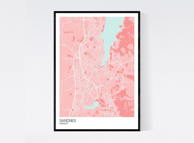 Sandnes Norway Map Art Print Many Colours 350gsm Art - Etsy