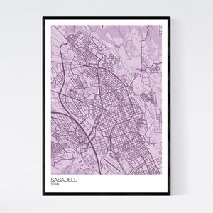 Sabadell Spain Map Art Print Many Colours Art Quality - Etsy