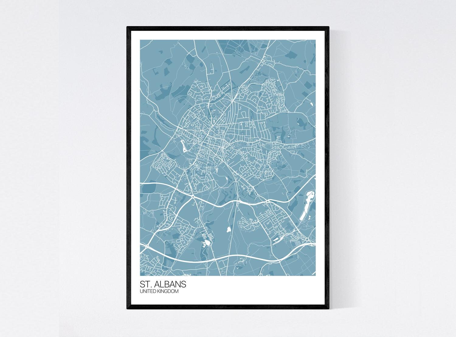 St. Albans United Kingdom City Map Art Print Many Colours - Etsy UK