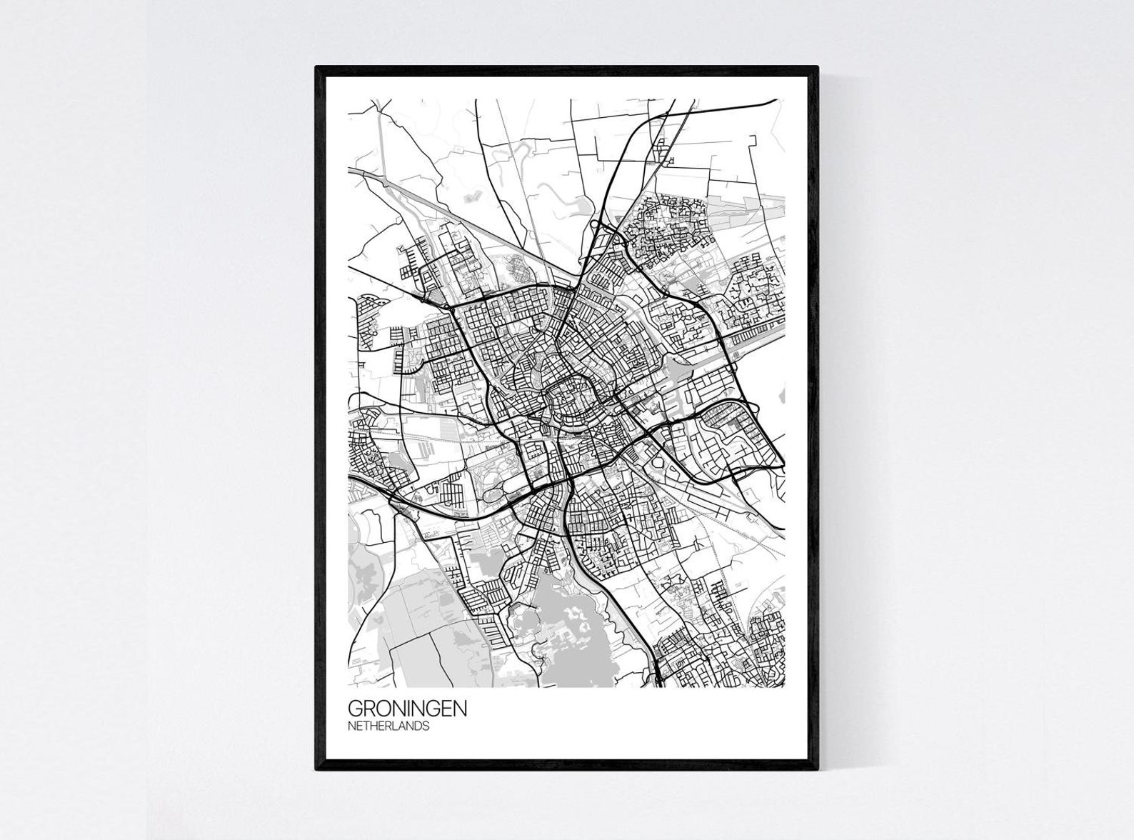 Groningen Netherlands Map Art Print Many Colours 350gsm | Etsy