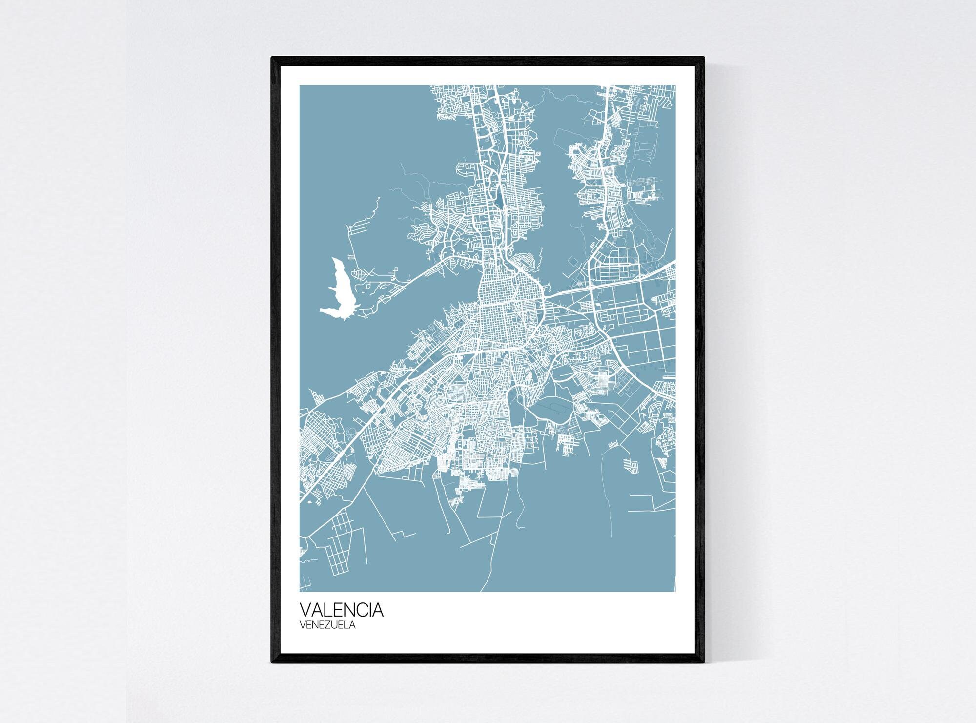 Valencia Venezuela Map Art Print Many Styles 350gsm Art | Etsy