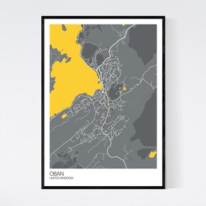 Oban, Scotland City Map Art Print Many Styles 350gsm Art Quality Paper ...