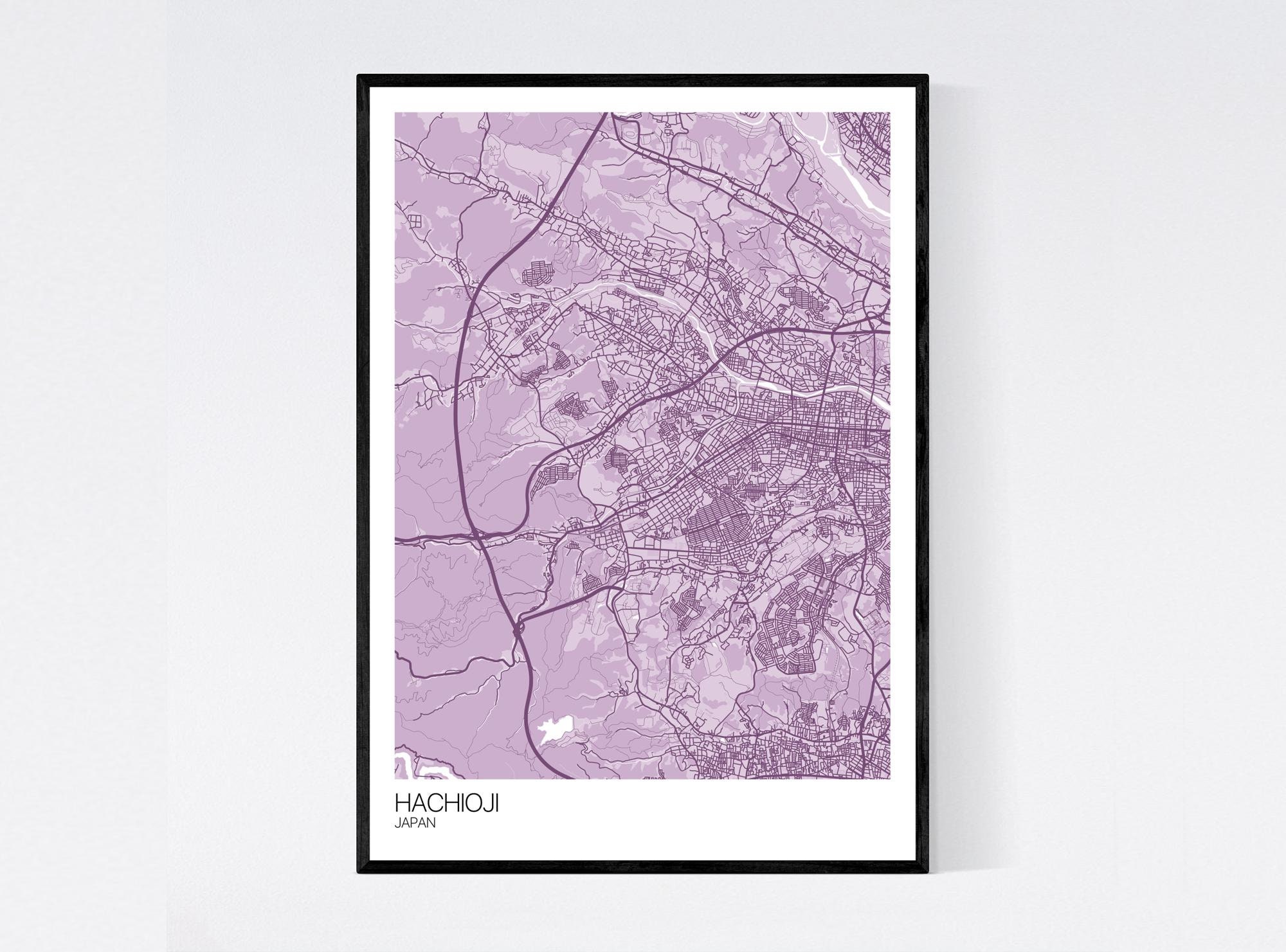 Hachioji Japan Map Art Print Many Styles Art Quality | Etsy