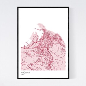 Ancona, Italy Map Art Print Many Colours Art Quality Paper Fast ...