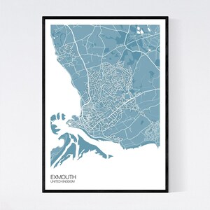 Exmouth United Kingdom Map Art Print Many Colours 350gsm - Etsy