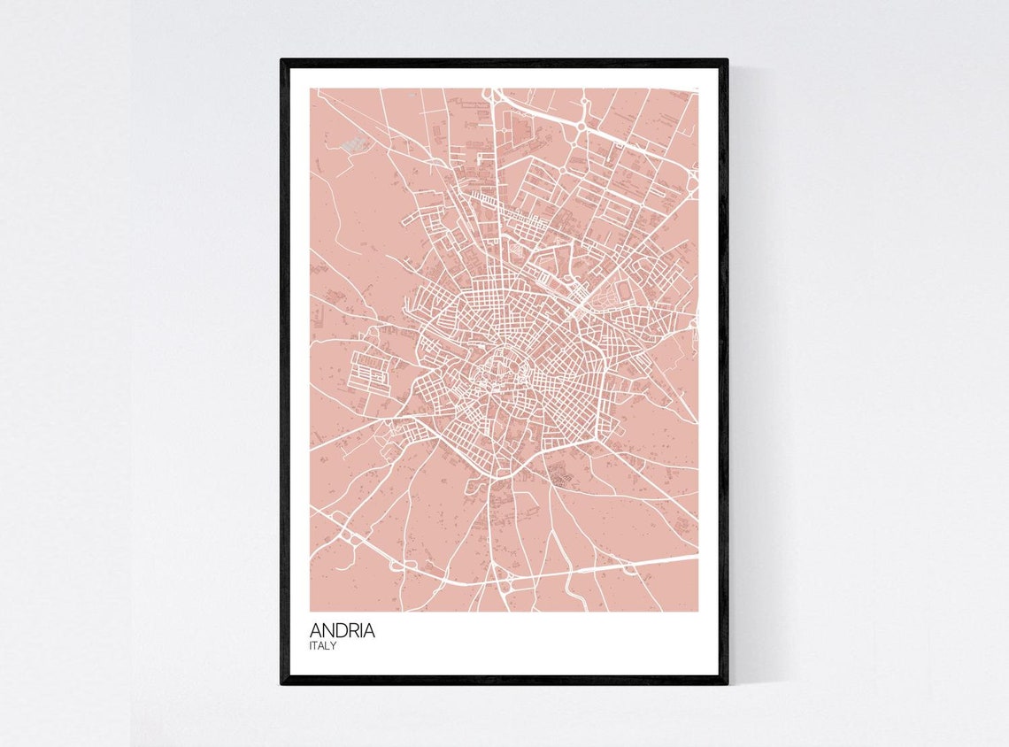 Andria Italy Map Art Print Many Colours Art Quality | Etsy