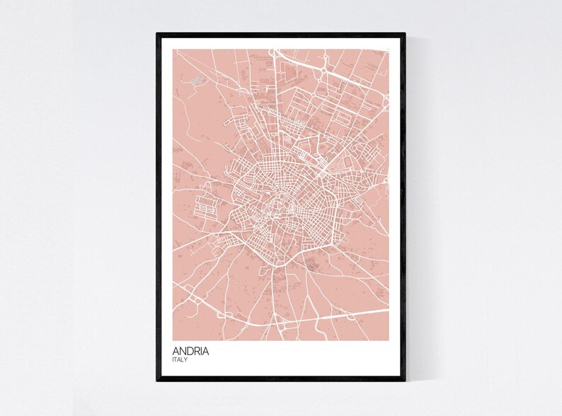 Andria Italy Map Art Print Many Colours Art Quality Paper - Etsy