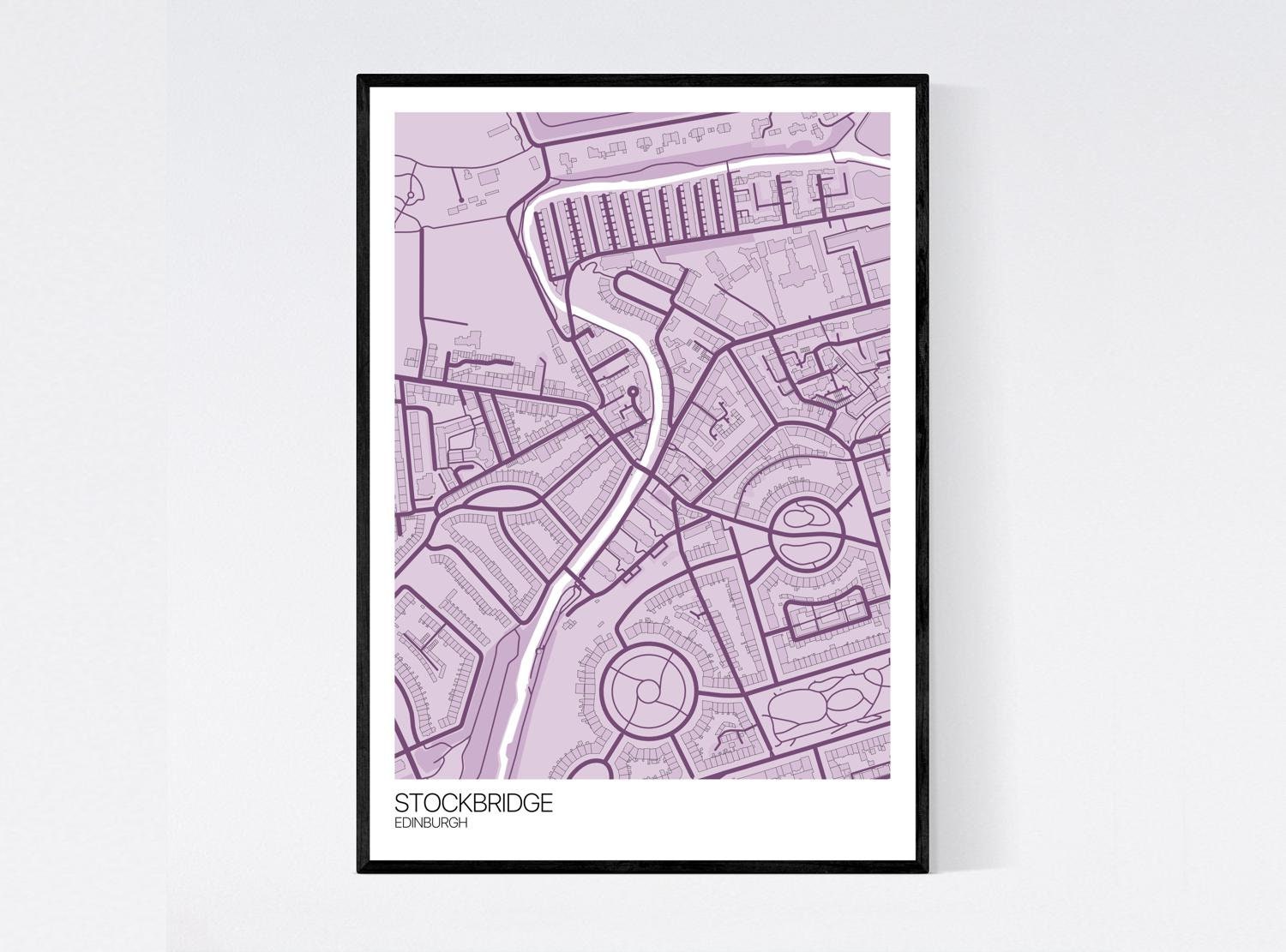 Stockbridge Edinburgh City Map Art Print Many Colours - Etsy UK