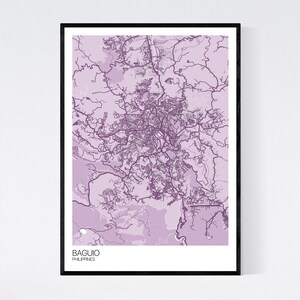 Baguio, Philippines Map Art Print Many Styles Art Quality Paper Fast ...