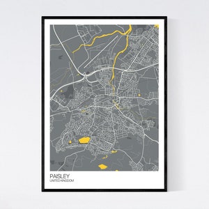 Paisley, Scotland City Map Art Print Many Styles 350gsm Art Quality ...