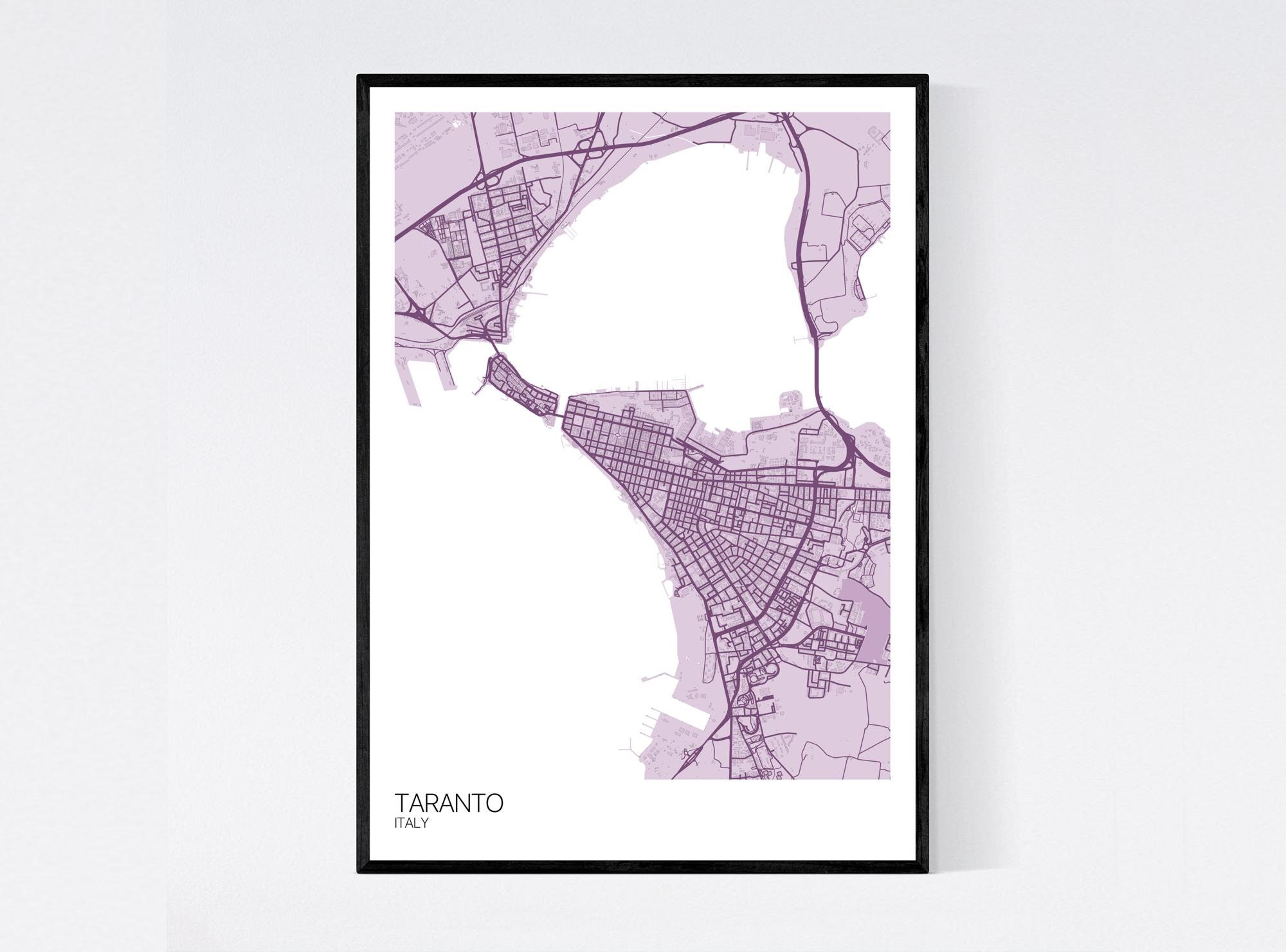 Taranto Italy Map Art Print Many Colours 350gsm Art | Etsy