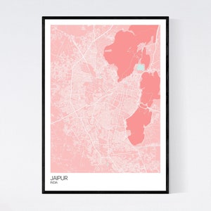 Jaipur, India Map Art Print - Many Styles - Art Quality Paper - Fast ...