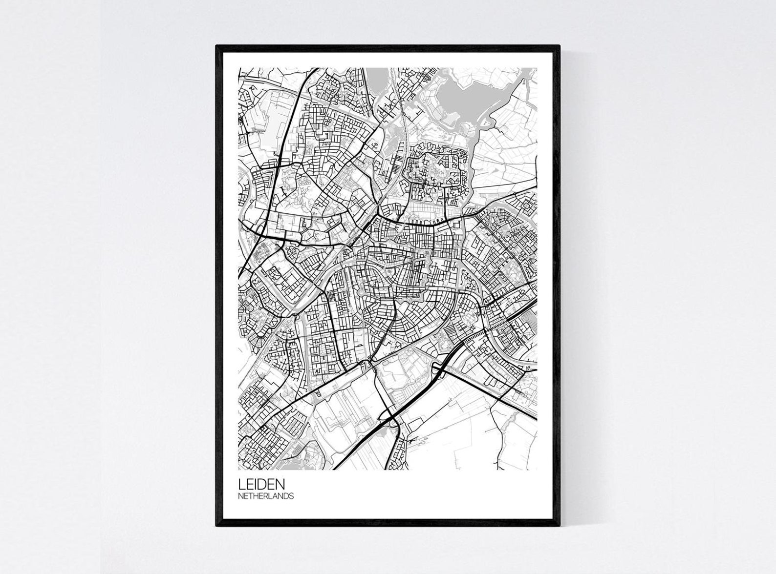 Leiden Netherlands Map Art Print Many Colours 350gsm Art - Etsy