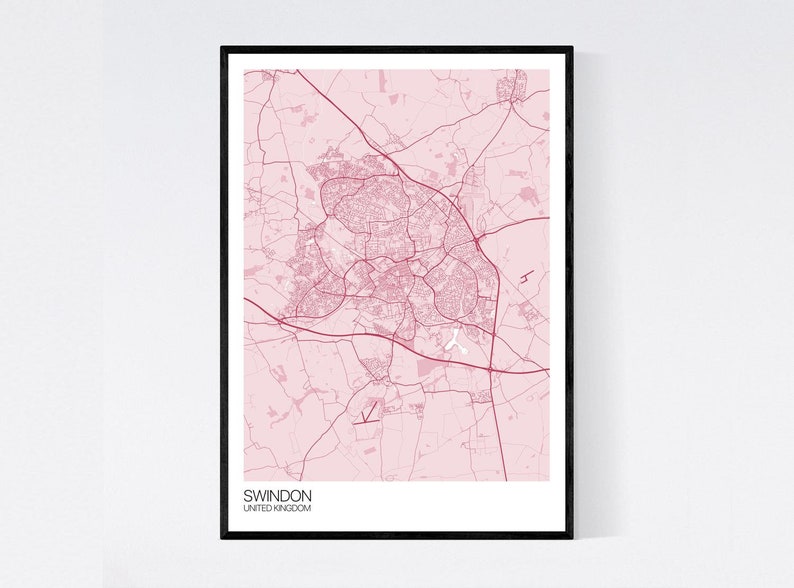 Swindon United Kingdom City Map Art Print Many Colours - Etsy