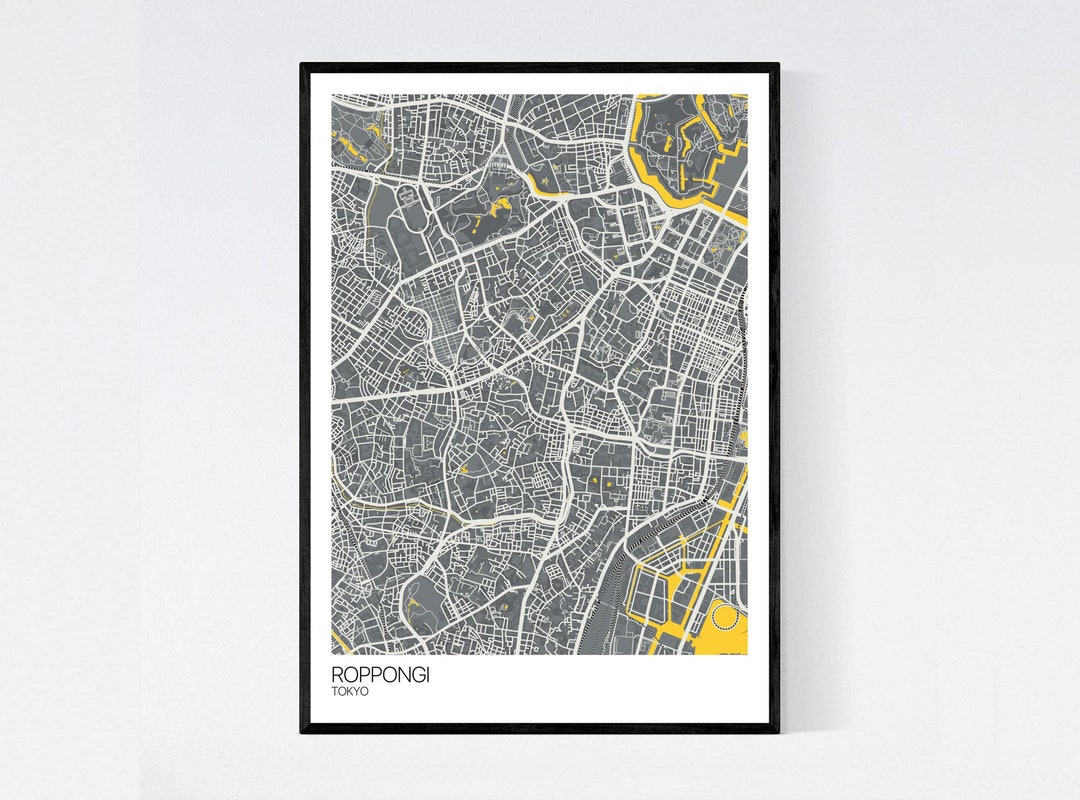Roppongi, Tokyo Map Print - Many Colours - Fast Delivery - Scandi ...