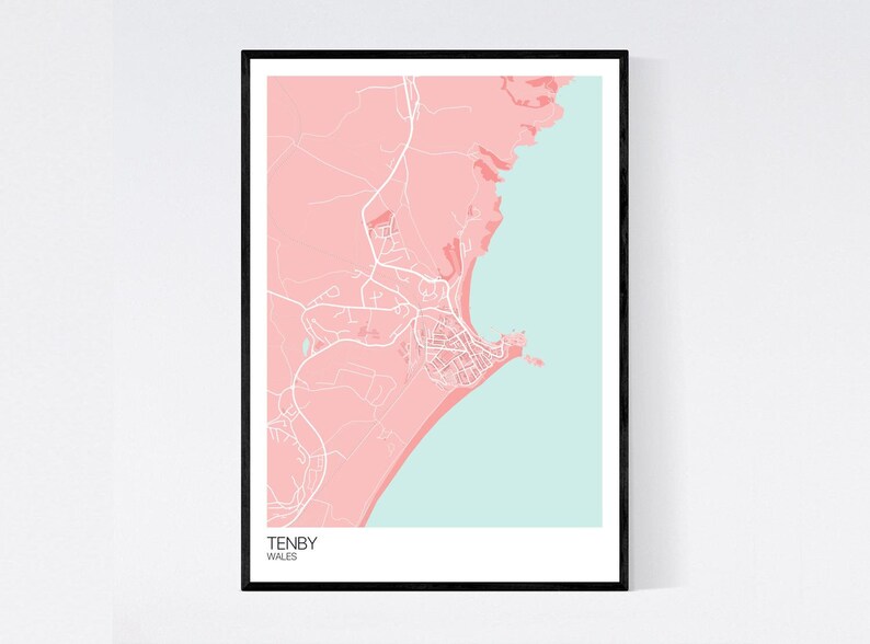 Tenby Wales Map Art Print Many Styles 350gsm Art Quality | Etsy UK