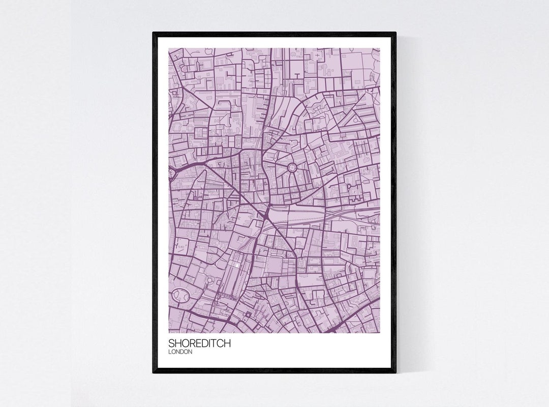 Shoreditch, London Map Art Print Many Colours 350gsm Art Quality Paper ...