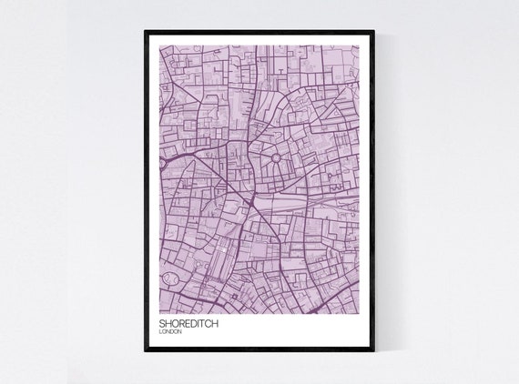 Shoreditch London Map Art Print Many Colours 350gsm Art | Etsy