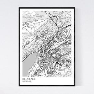 Biel/bienne, Switzerland Map Art Print - Many Colours - 350gsm Art ...