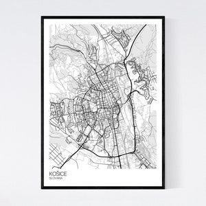 Košice, Slovakia Map Art Print Many Styles 350gsm Art Quality Paper ...