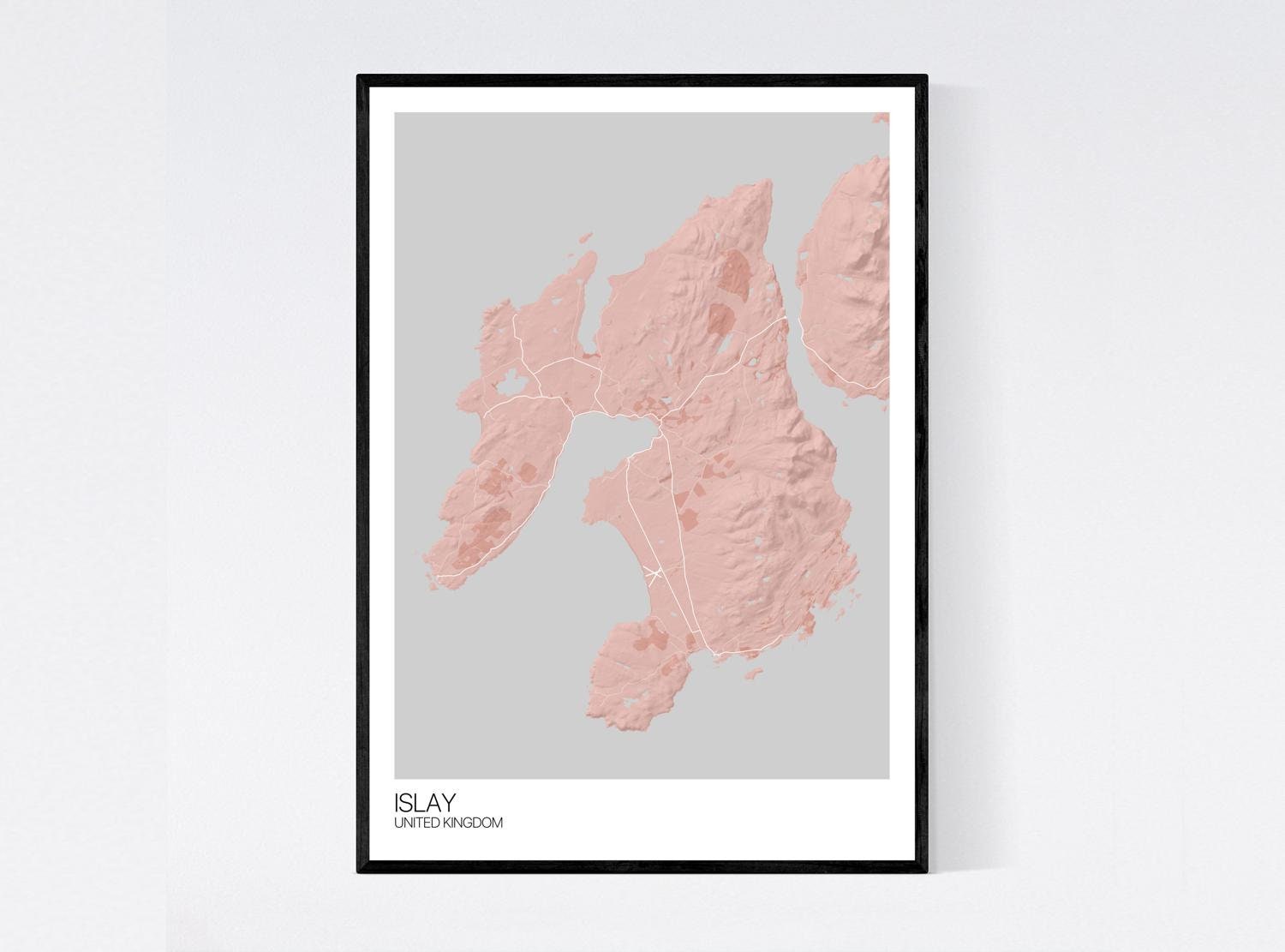 Islay Scotland Topographic Map Print Many Colours Fast | Etsy