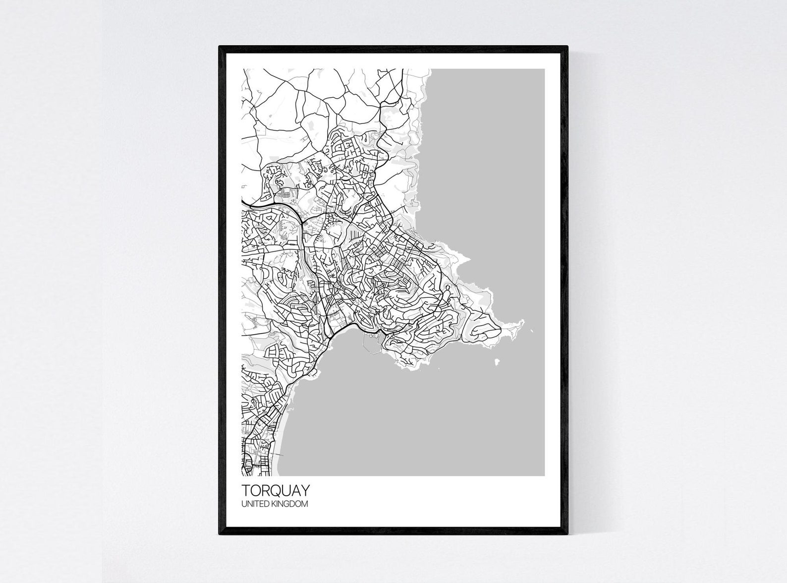 Torquay Town Map Art Print Many Styles 350gsm Art Quality | Etsy