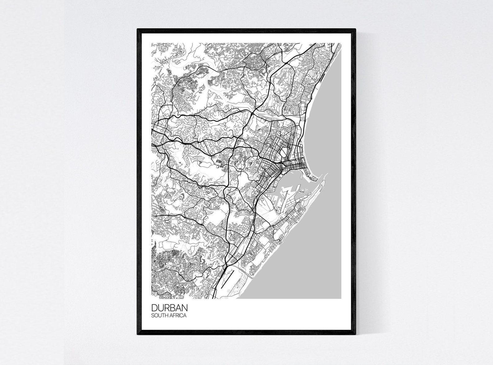 Durban South Africa Map Art Print Many Styles Art Quality | Etsy