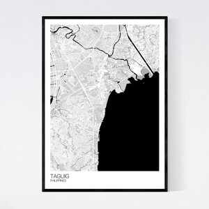 Taguig Philippines Map Art Print Many Styles Art Quality - Etsy