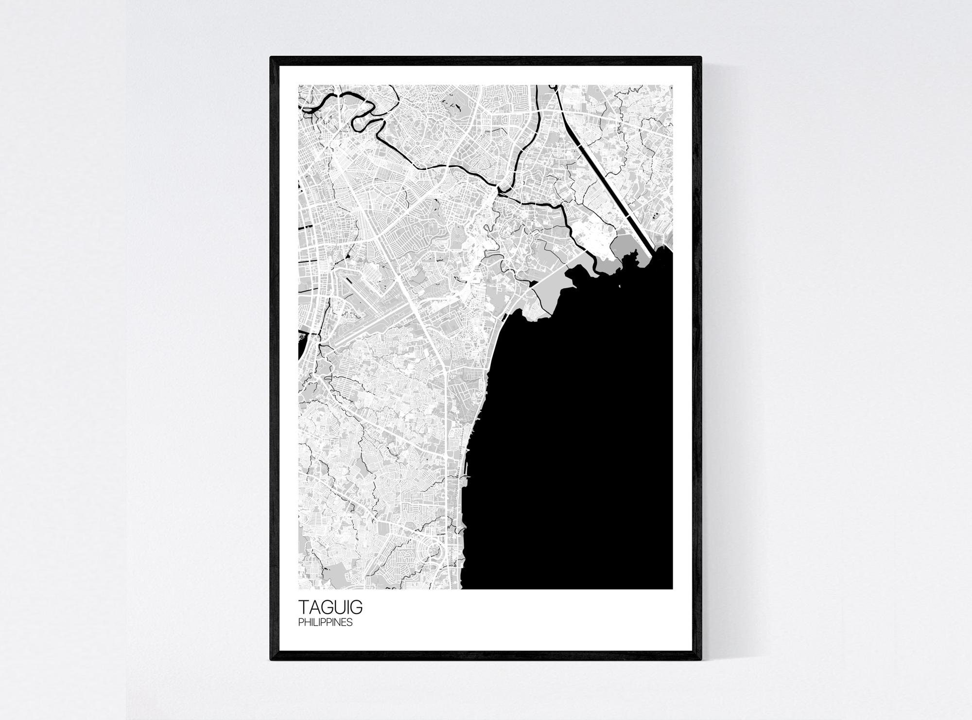 Taguig Philippines Map Art Print Many Styles Art Quality | Etsy