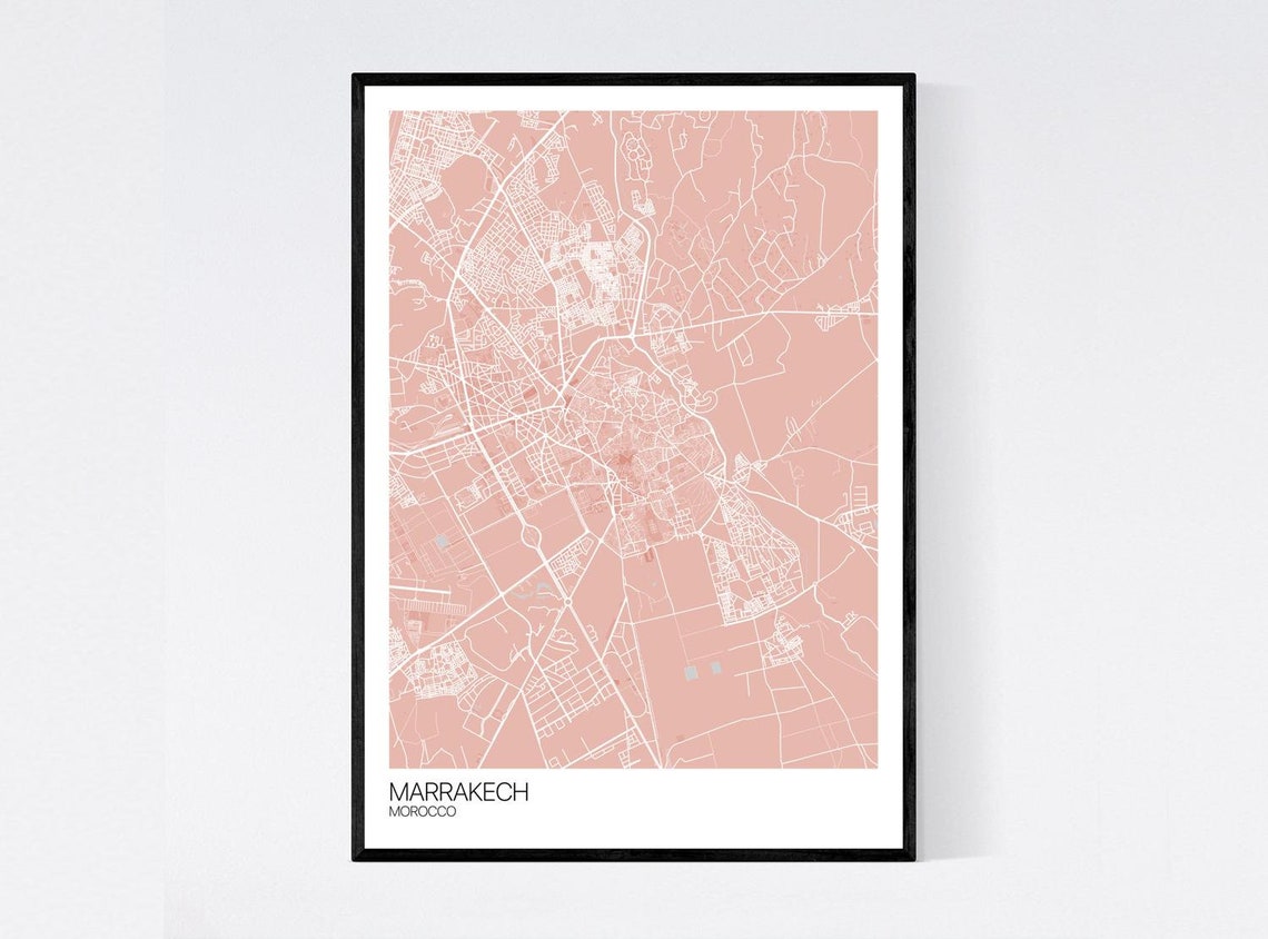 Marrakech / Marrakesh City Map Art Print Many Colours - Etsy UK