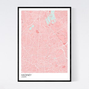 Hackney, London Map Art Print Many Colours 350gsm Art Quality Paper ...