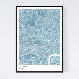Camden, London Map Art Print Many Colours 350gsm Art Quality Paper Fast ...