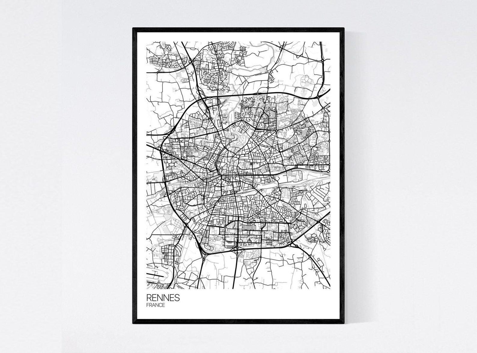Rennes France Map Art Print Many Colours 350gsm Art - Etsy