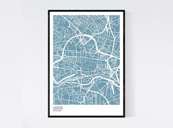 Leeds City Centre Map Art Print Many Colours 350gsm Art | Etsy UK