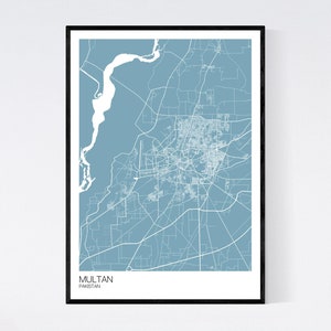 Multan, Pakistan Map Art Print Many Styles Art Quality Paper Fast ...