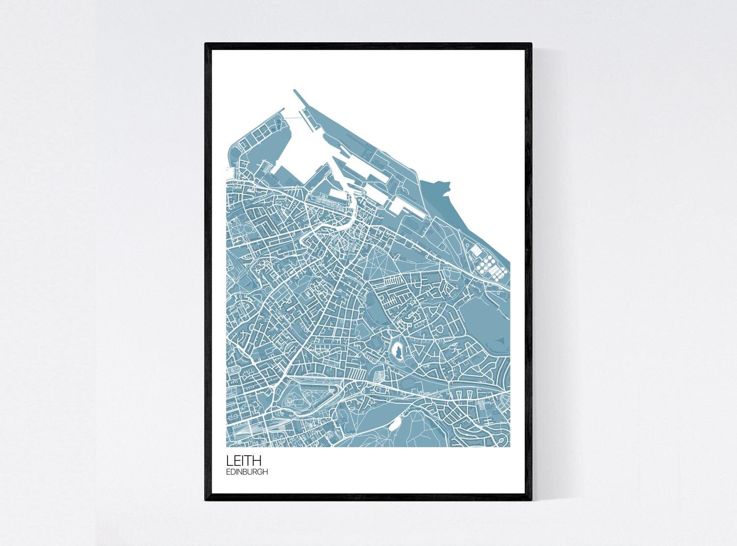 Leith Edinburgh City Map Art Print Many Colours 350gsm | Etsy UK