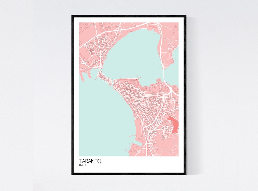 Taranto, Italy Map Art Print Many Colours 350gsm Art Quality Paper Fast ...